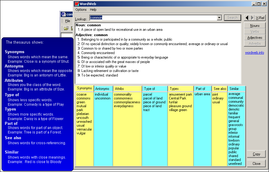 Writers Software SuperCenter: Writer's Dictionary Thesaurus software: Demo3