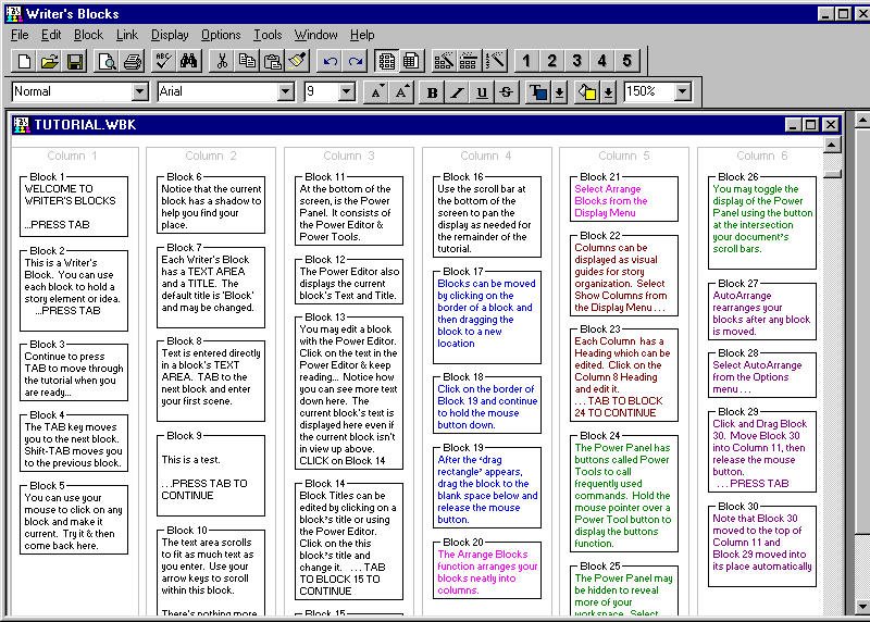 Writers Software SuperCenter: Writers Blocks: Screenshots